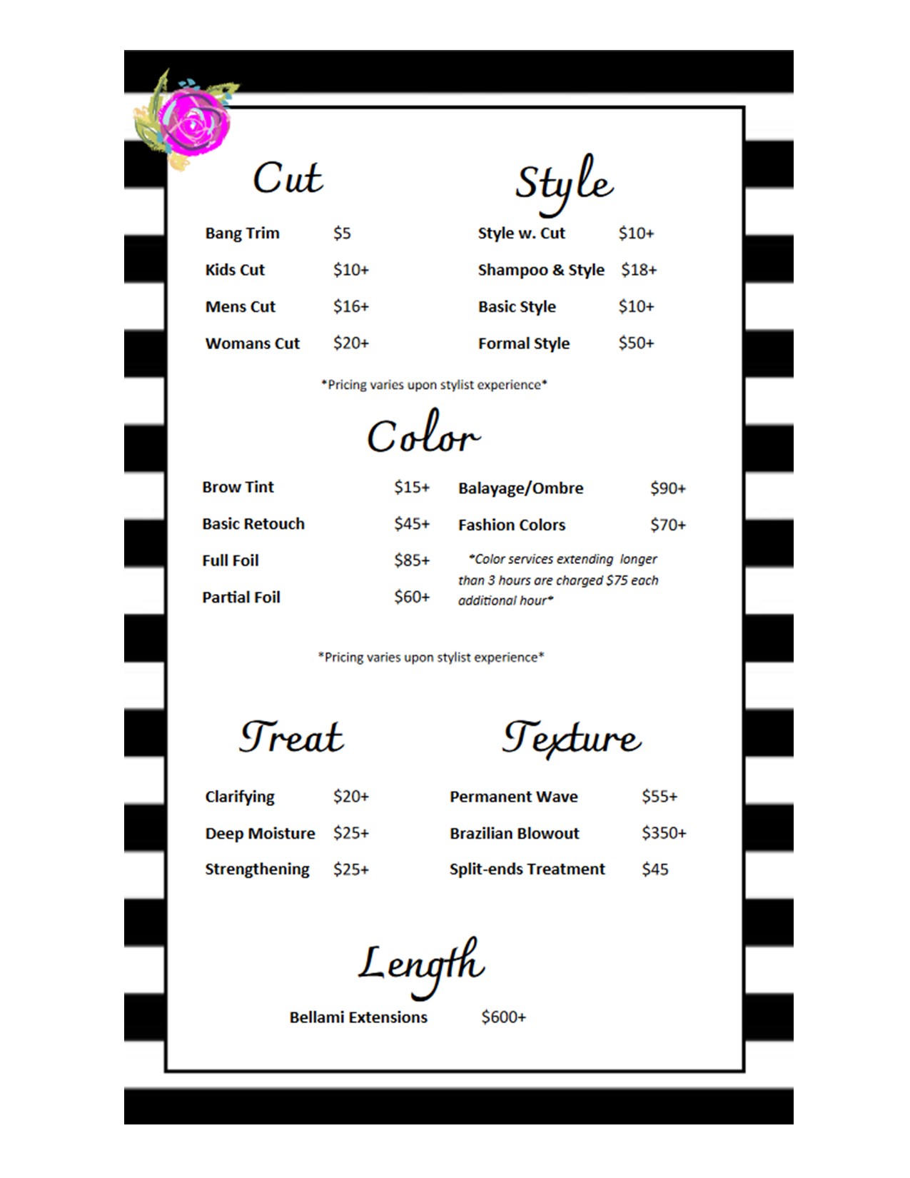 Our Services - Zs Hair Design